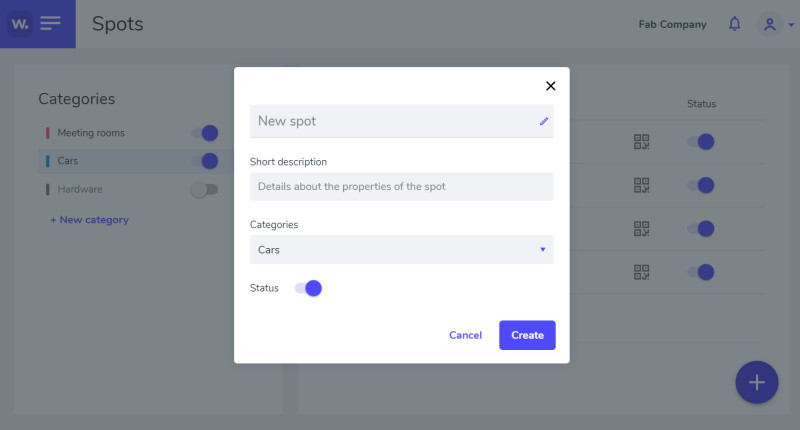 Whatspot | Online booking system for meeting rooms and cars.